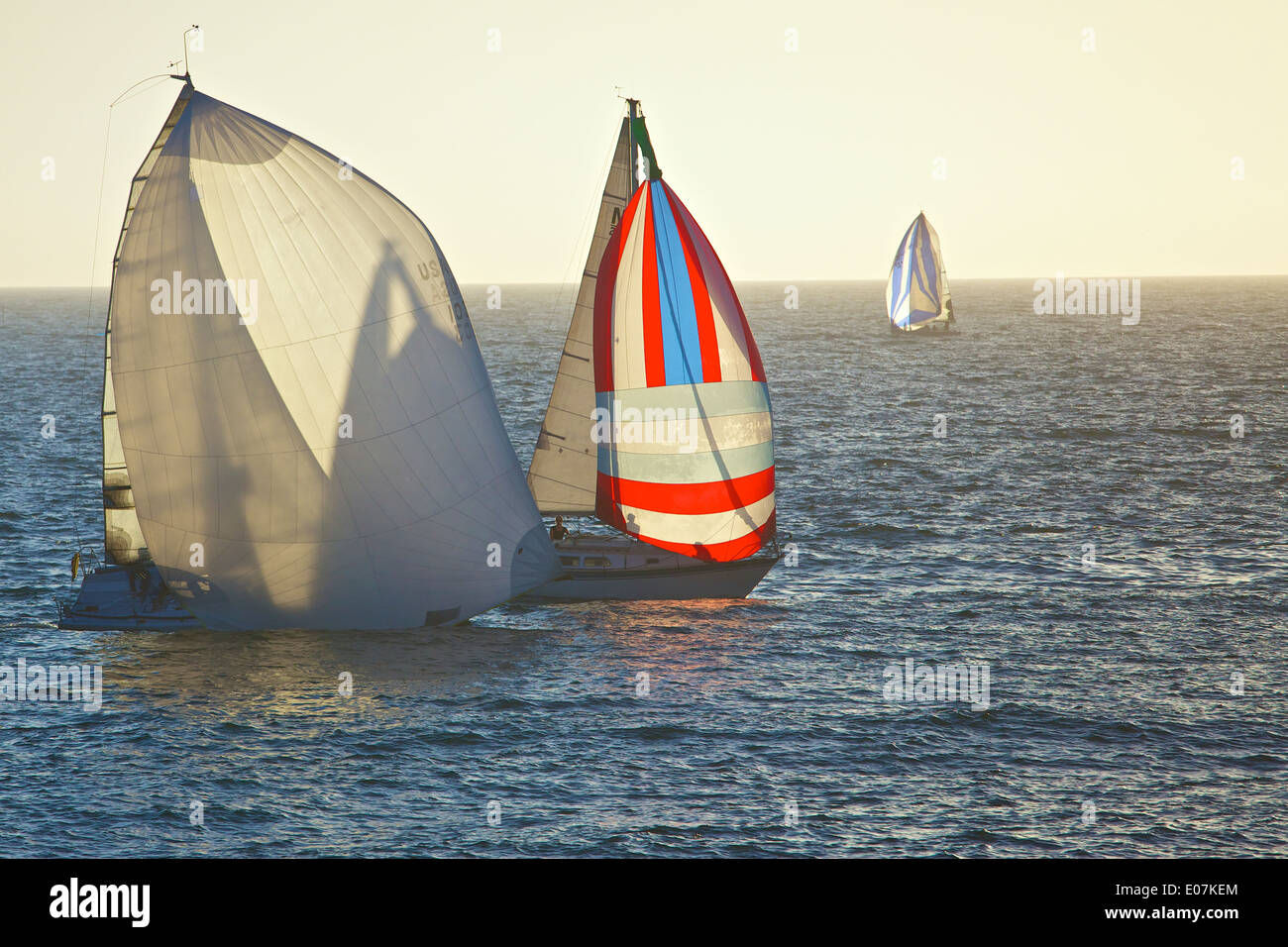 Sailing into the Sunset: Sailing Boats Off Redondo Beach California ...