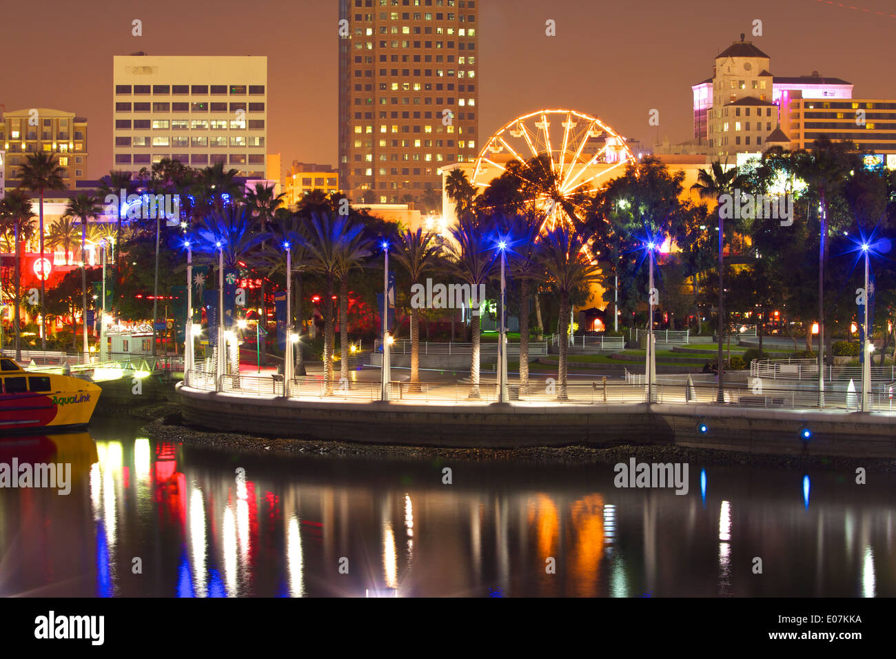Rainbow Harbor And Downtown Long Beach after Dusk Stock Photo - Alamy