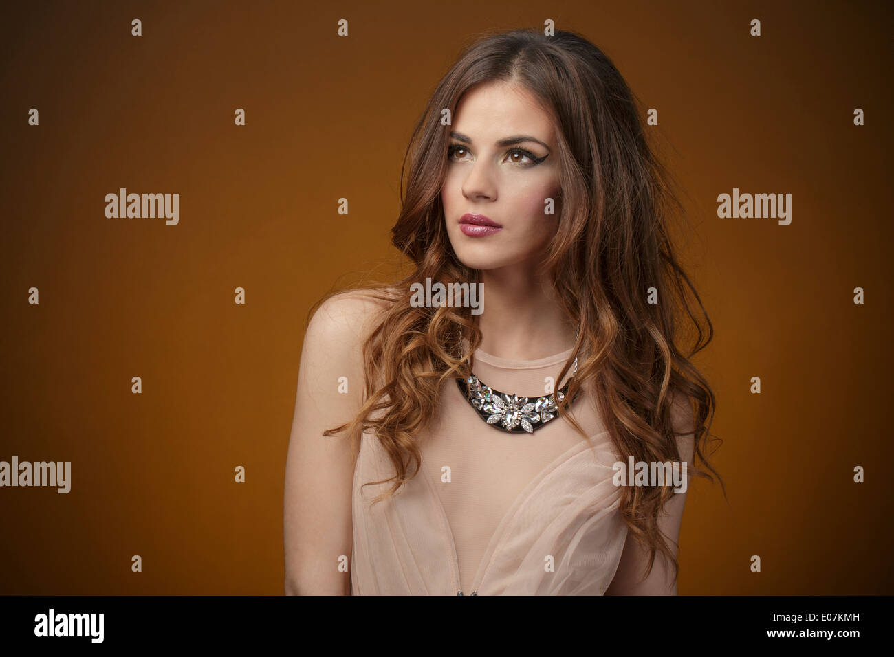 Young woman with long hair, portrait Stock Photo - Alamy