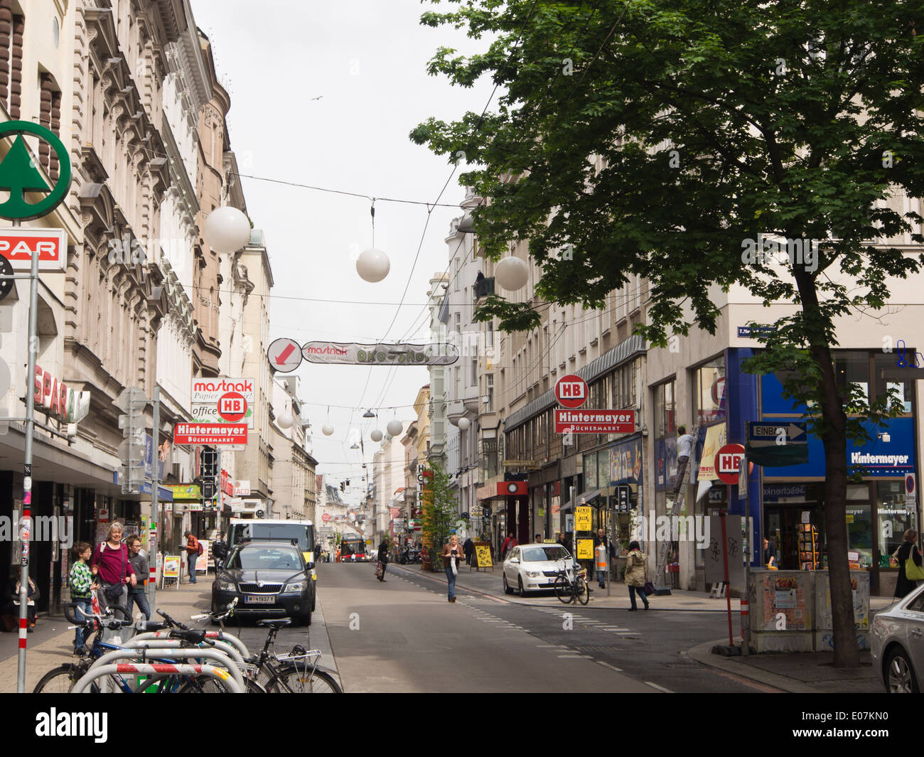 Shops, shopping and street life in Neubaugasse, Neubau district Vienna ...
