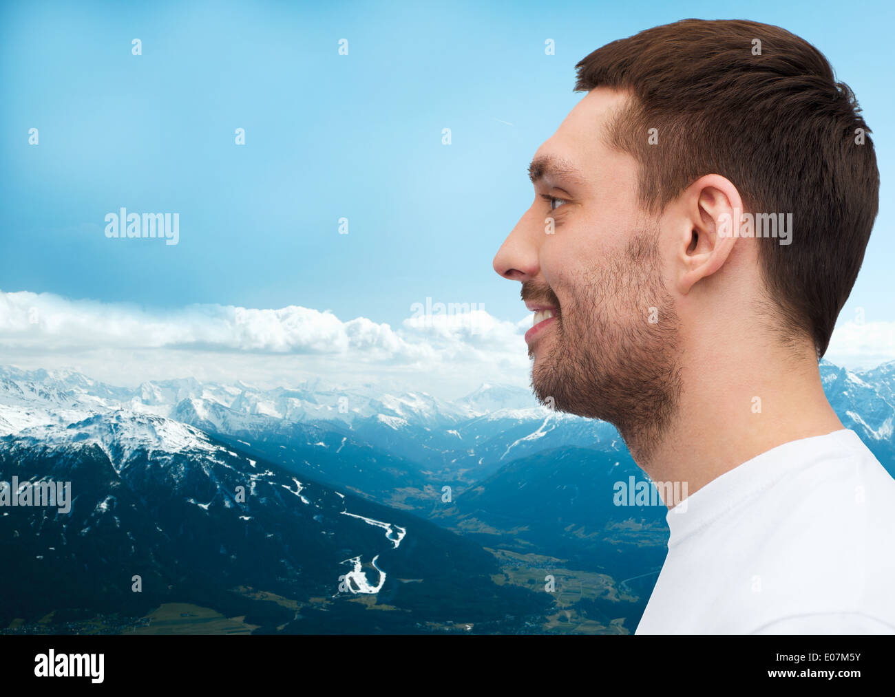 Handsome smiling man face profile hi-res stock photography and images ...