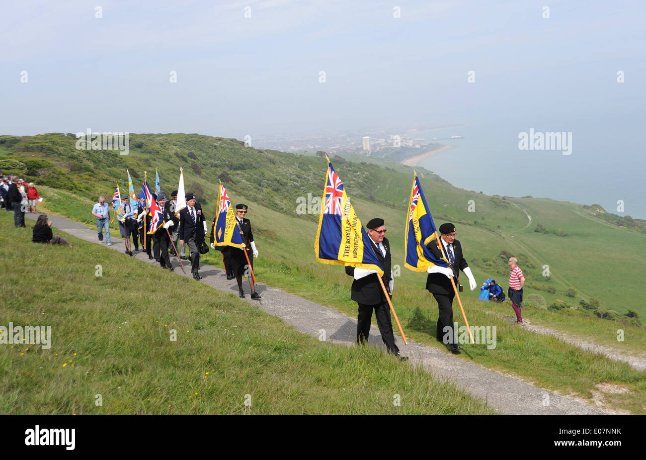 Standard bearers arrive for the Bomber Command Memorial Service held on ...