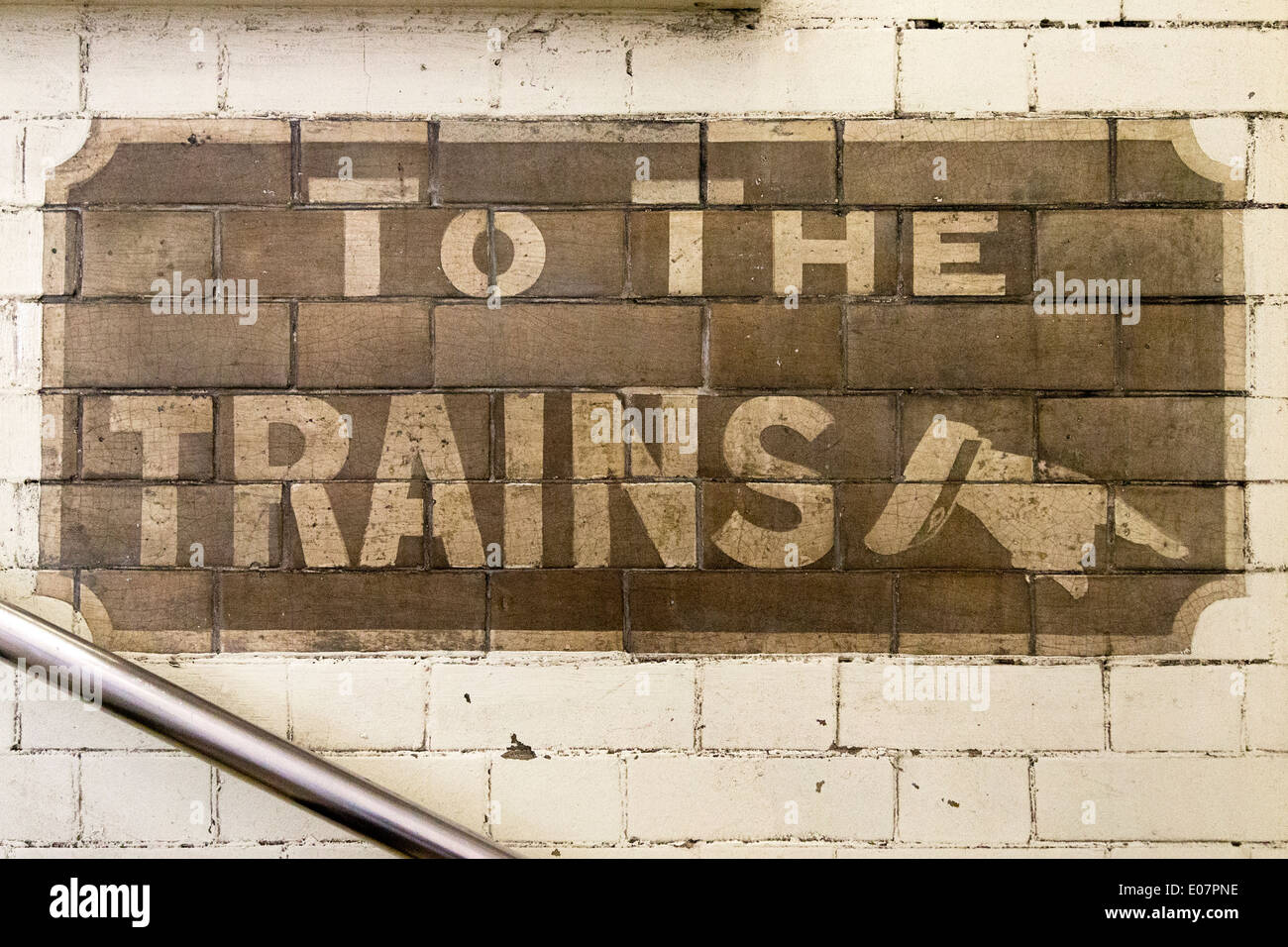 To the Trains sign, Stepney Green underground station, London, England ...
