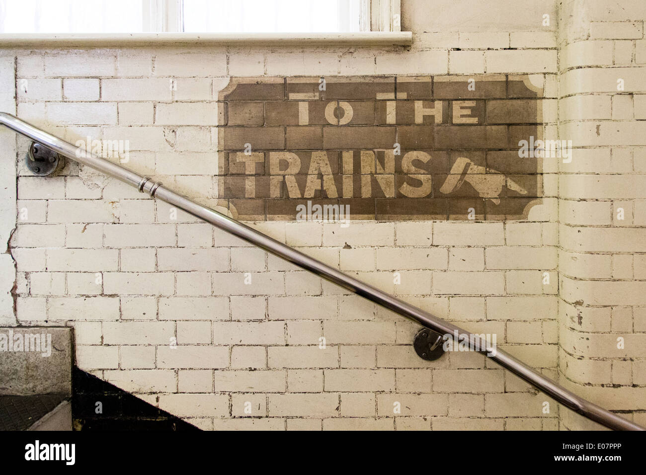 To the Trains sign, Stepney Green underground station, London, England ...
