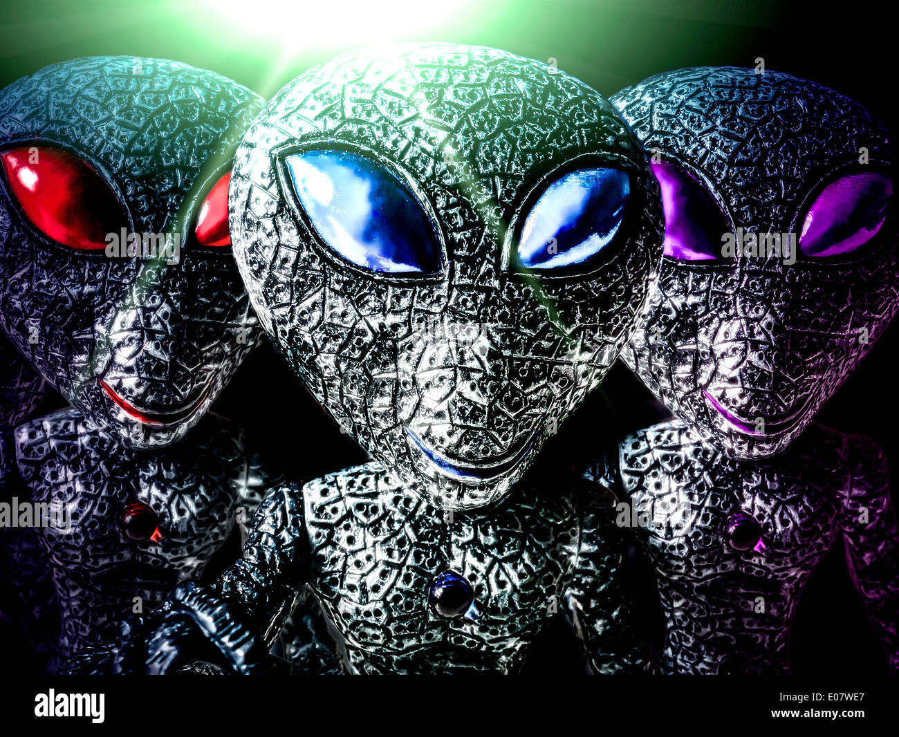 Alien toy invaders Stock Photo - Alamy
