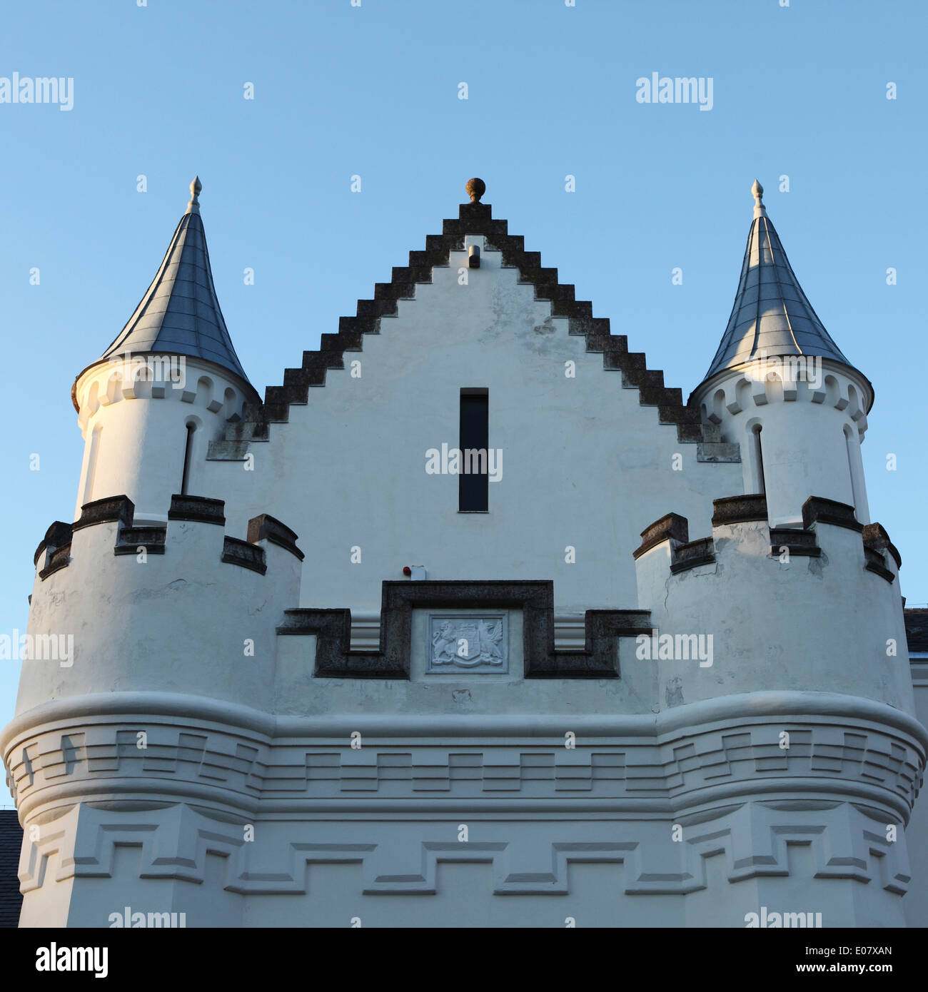 Architectural detail from the turrets of Alatskivi Castle in Estonia ...