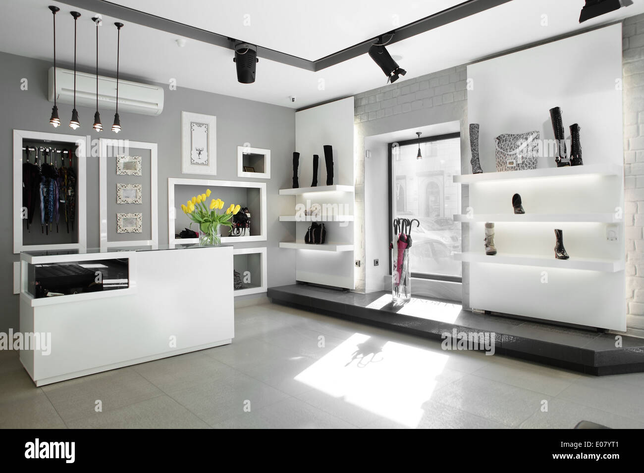 bright large shoe store with luxury collection Stock Photo - Alamy