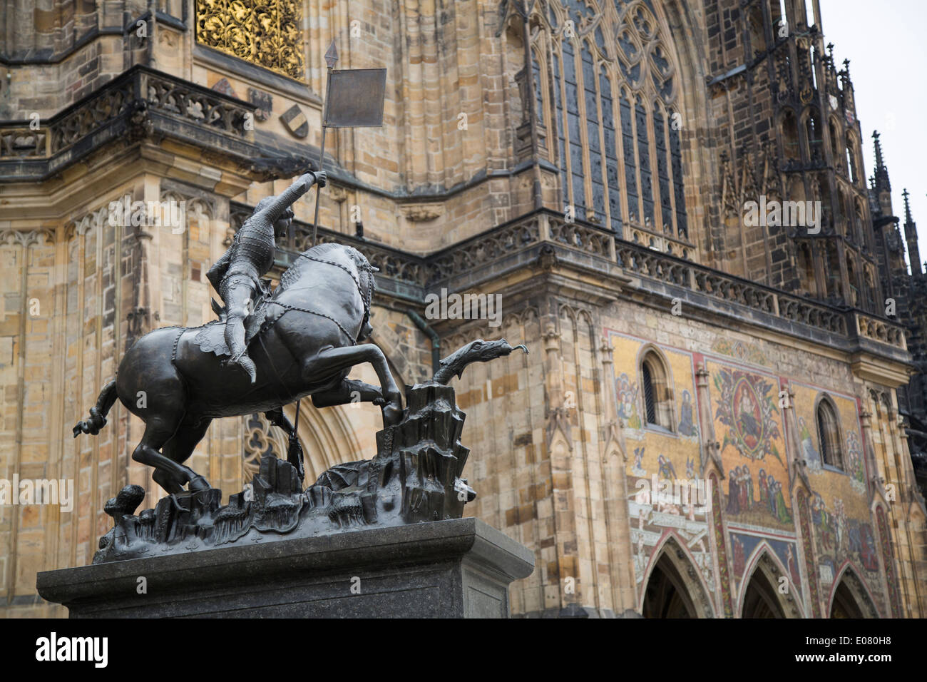 St. Vitus Cathedral showing a statue of St. George - Prague, Czech ...