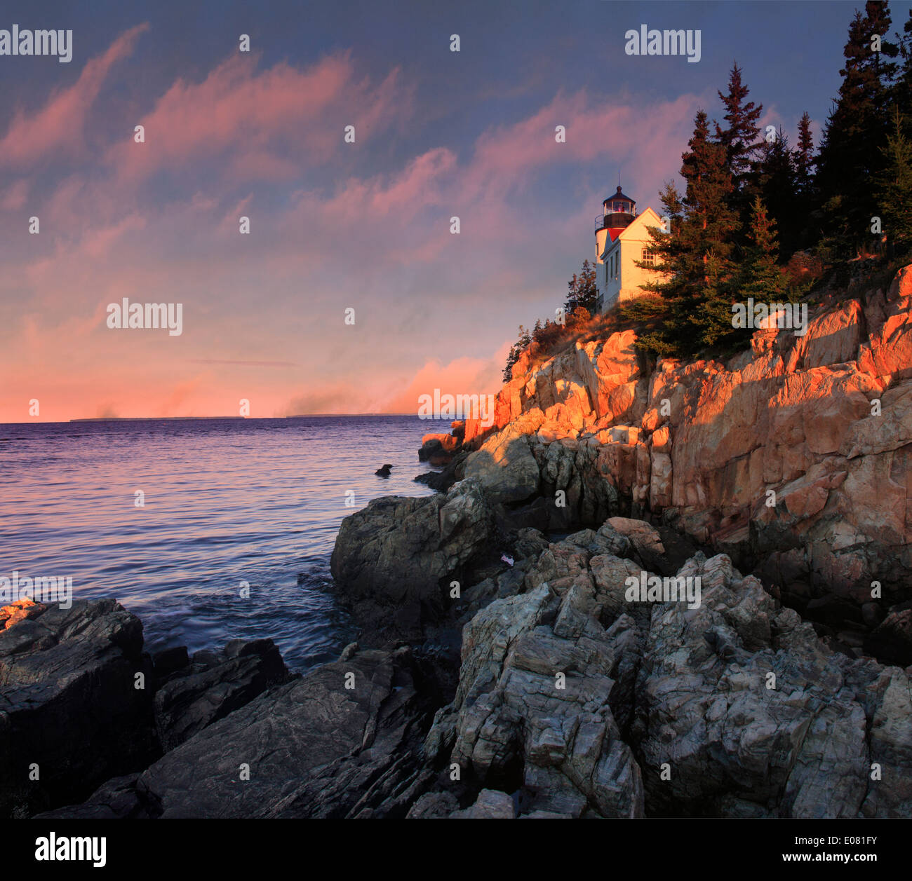 Photo of Bass Harbor Head Lighthouse at sunrise, Acadia National Park ...