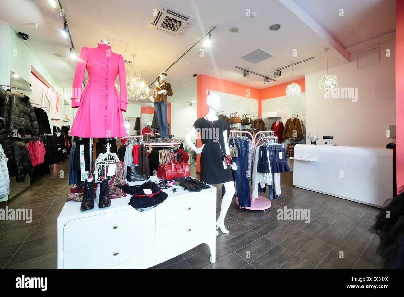 european clothing store interior in modern mall Stock Photo - Alamy