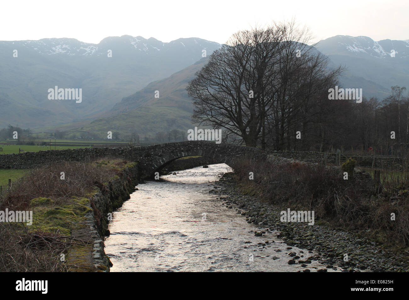 Bridge over Great Langdale Beck near The Old Dungeon Ghyll Hotel, with ...