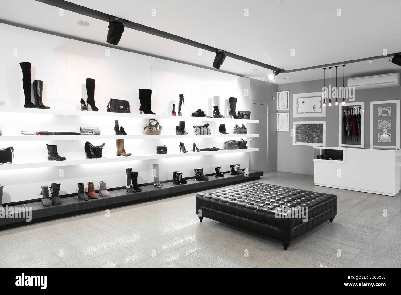 Bright large shoe store with new collection Stock Photo - Alamy