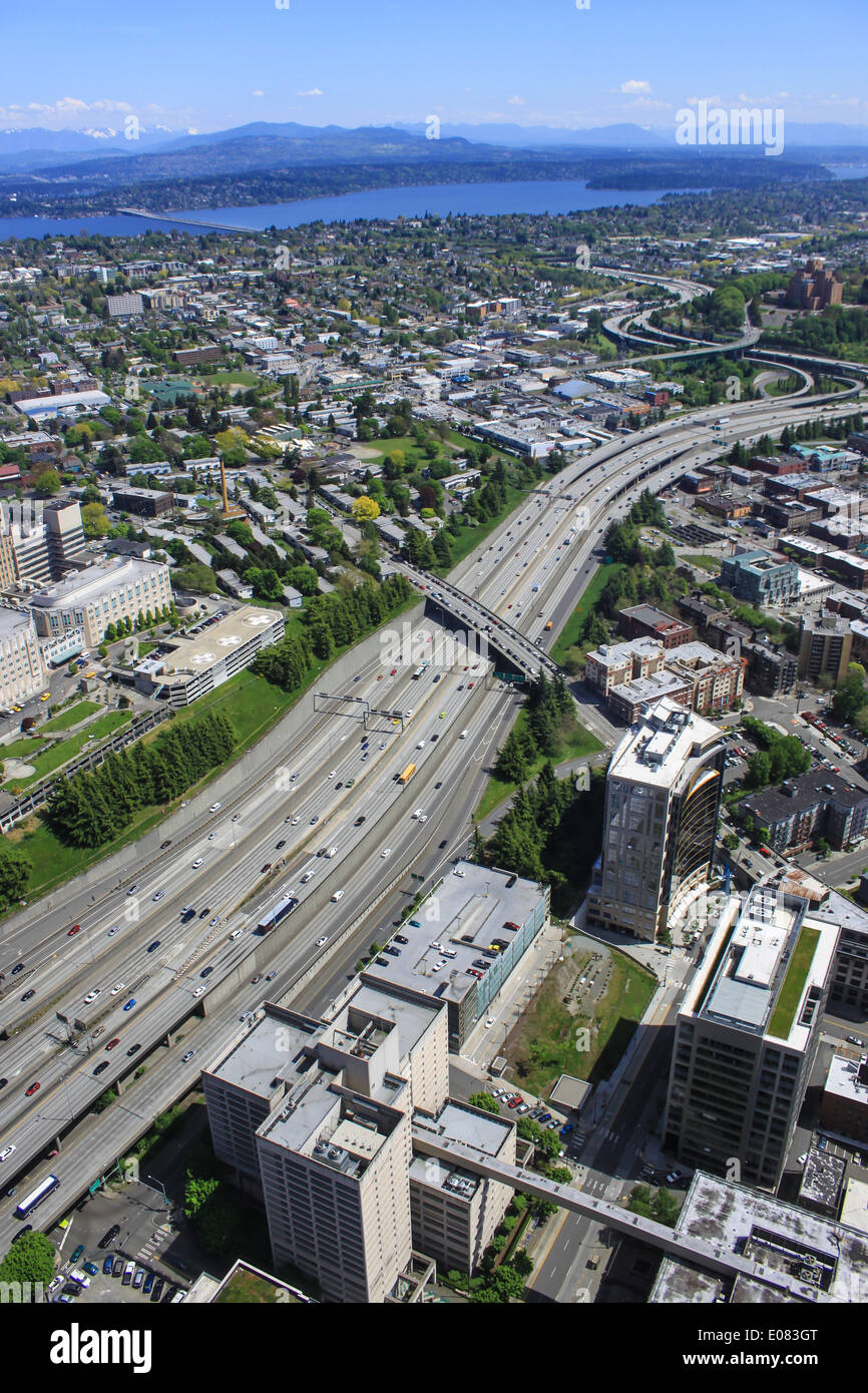 Interstate 5, Winding its Way South Out of Downtown Seattle Stock Photo ...