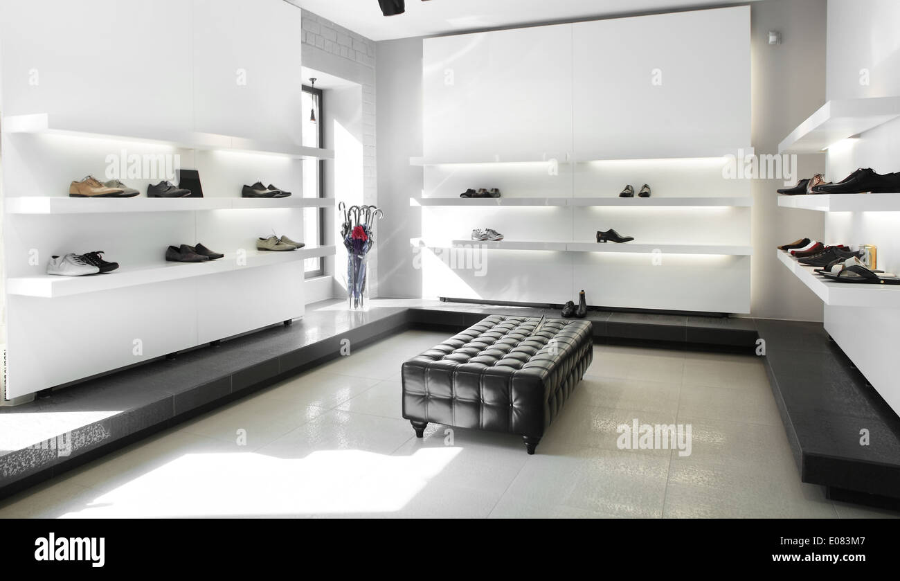 bright large shoe store with luxury collection Stock Photo - Alamy