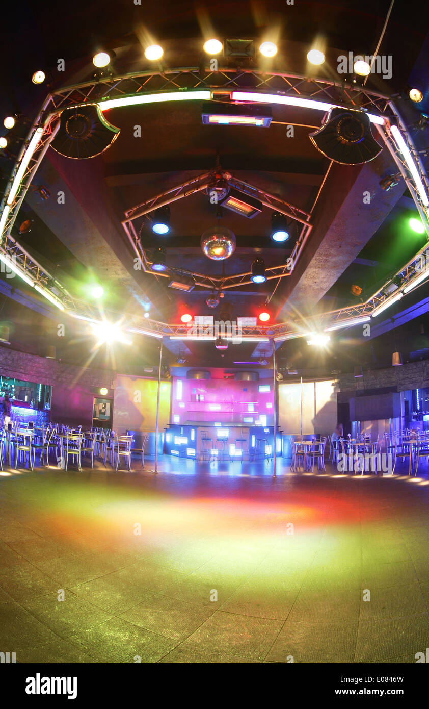 european stylish night club with bright lights Stock Photo - Alamy