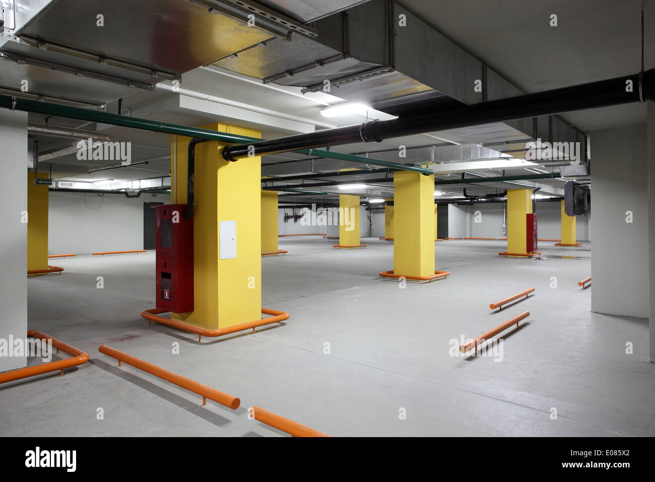 new and modern interior of grey parking Stock Photo - Alamy