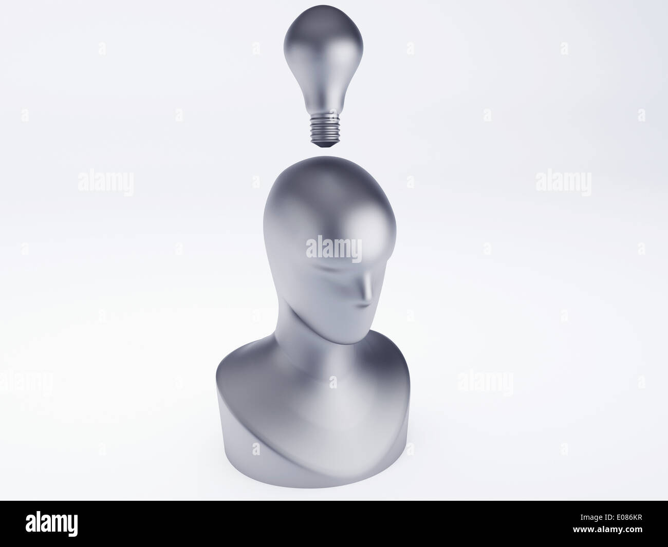 Creative idea concept, man head with light bulb. 3d illustration ...