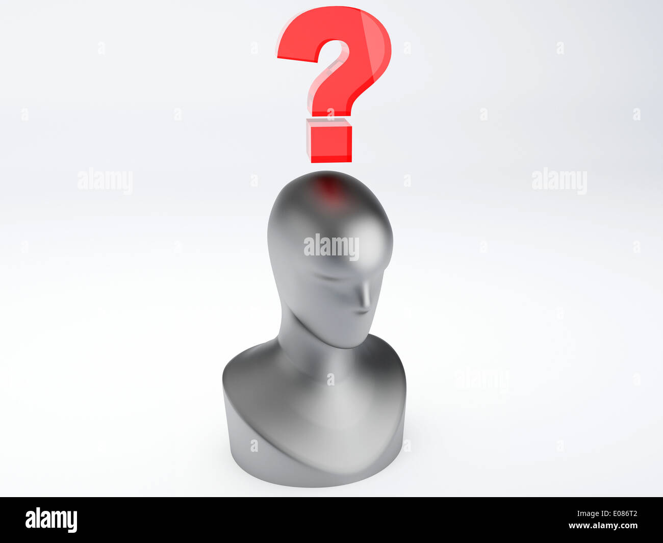 man thinking with red question mark 3d illustration. isolated white ...