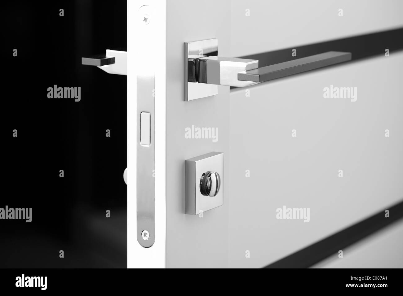 modern and stylish black with white door lock Stock Photo - Alamy