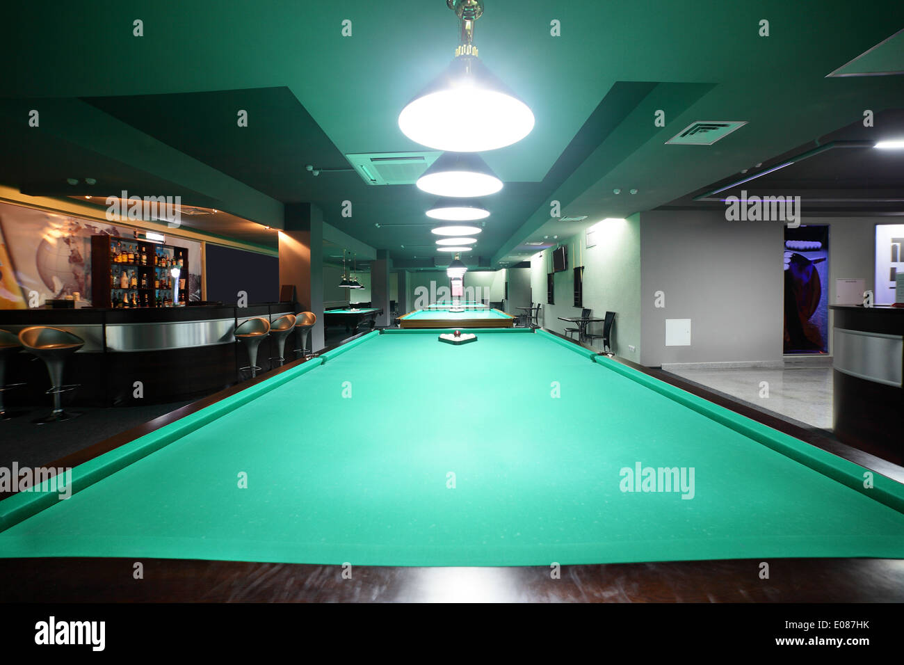 brand new and modern billiard interior in night time Stock Photo - Alamy