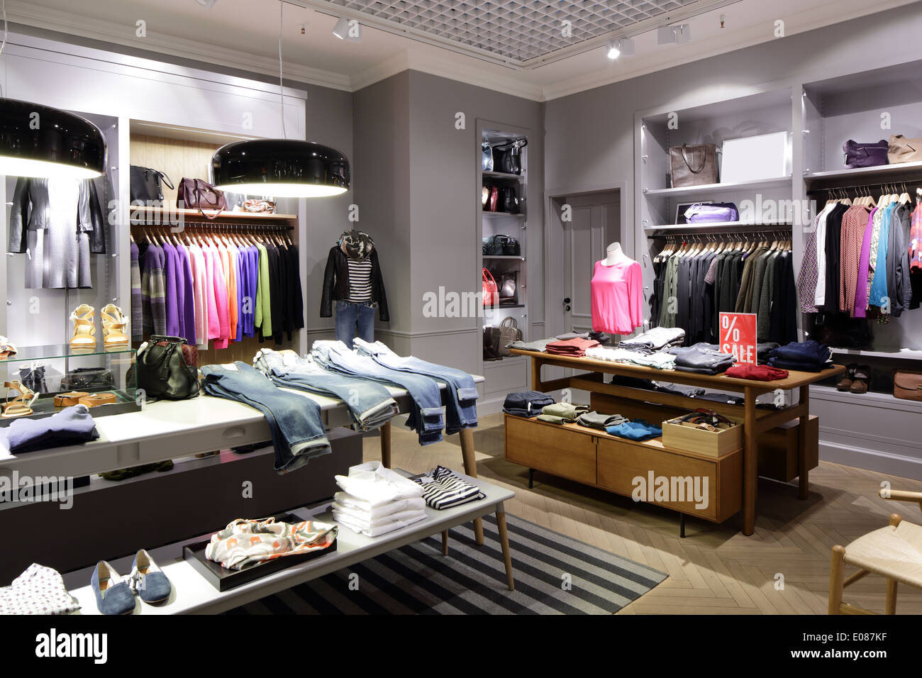 Modern cloth shop interior hi-res stock photography and images - Alamy