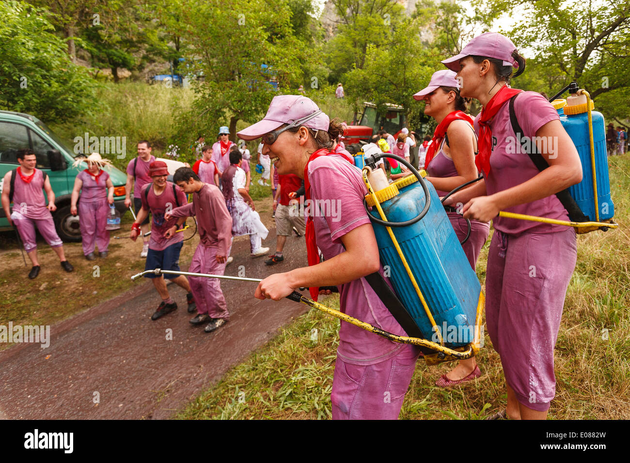 Battle of wine. Red wine. Haro. La Rioja. Europe Stock Photo - Alamy