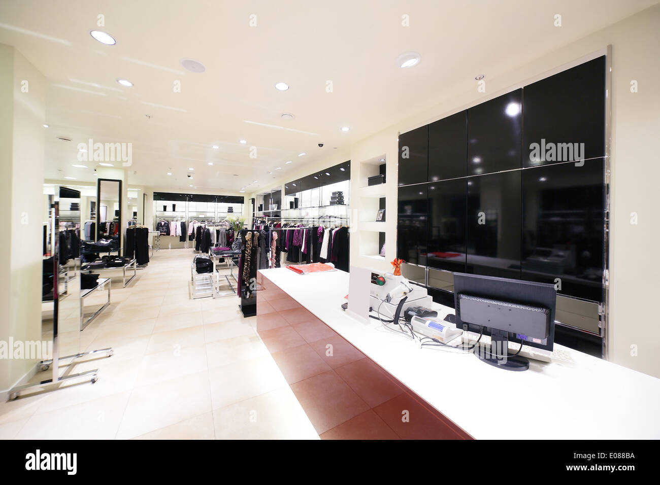luxury and fashionable brend new interior of cloth store Stock Photo - Alamy