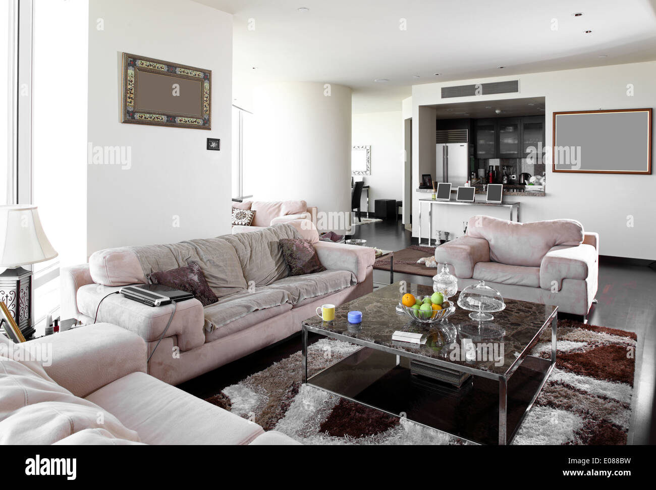 big and bright interior of modern living room Stock Photo - Alamy