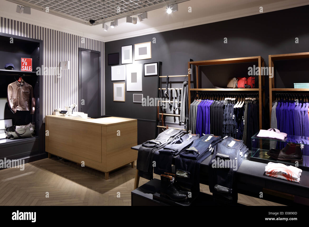 luxury and fashionable brend new interior of cloth store Stock Photo - Alamy