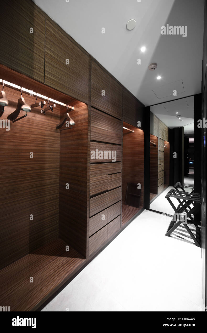 beautiful and modern interior of bright cloakroom Stock Photo - Alamy