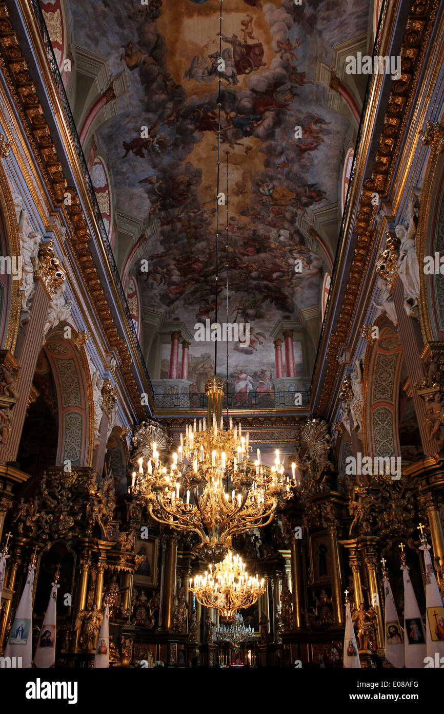 interior in the beautiful hall in Catholic church Stock Photo - Alamy
