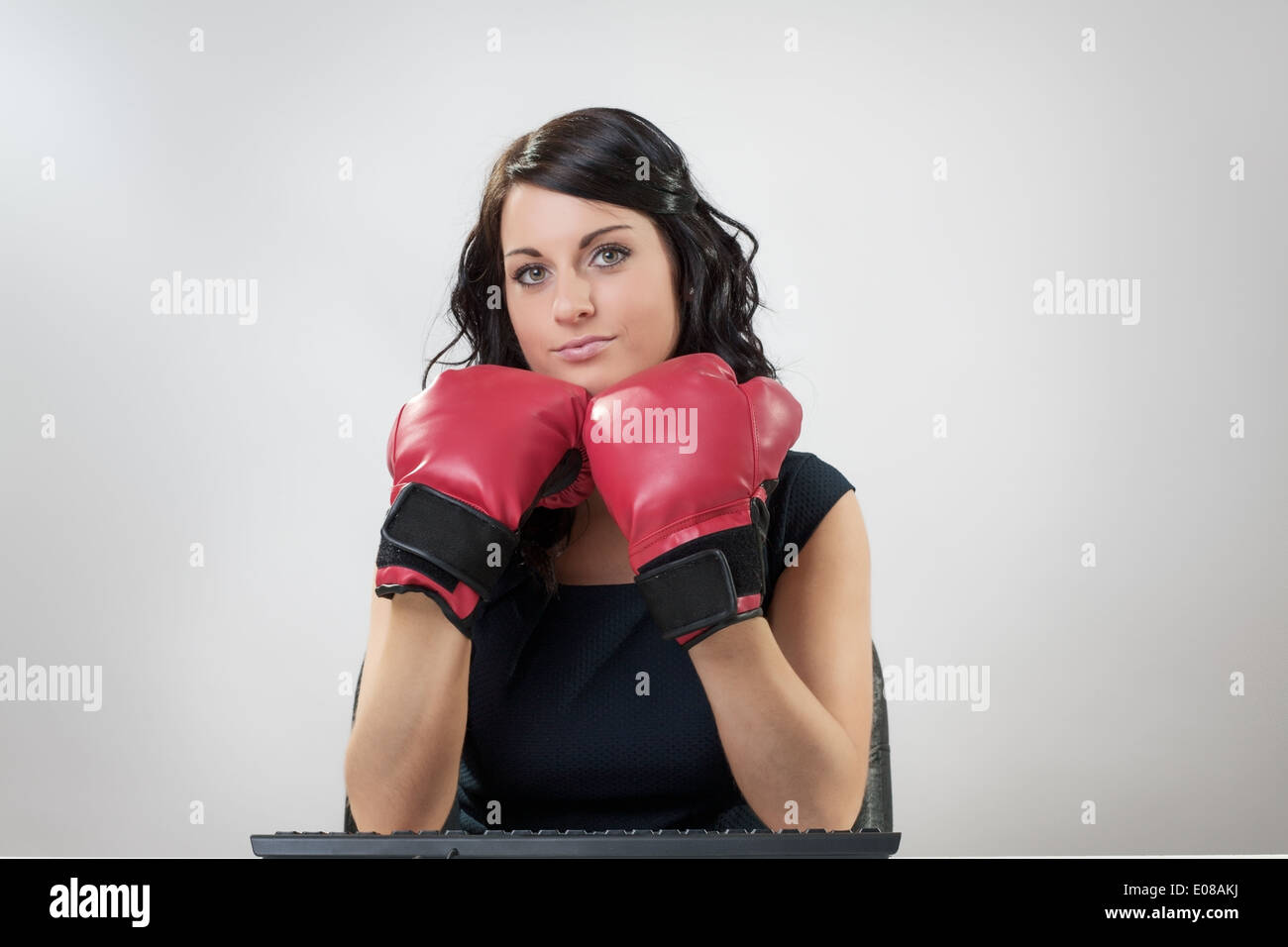 Attractive brunette woman wearing boxing hi-res stock photography and ...