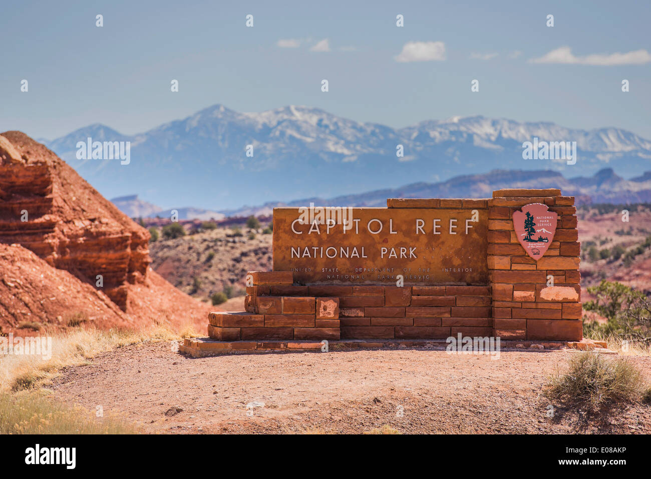 Capitol Reef National Park Entrance Sign. Utah, United States Stock ...