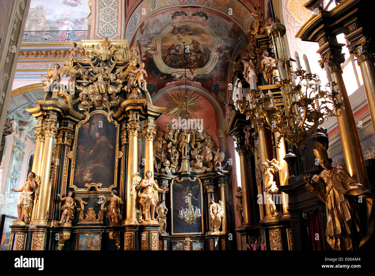 interior in the beautiful hall in Catholic church Stock Photo - Alamy