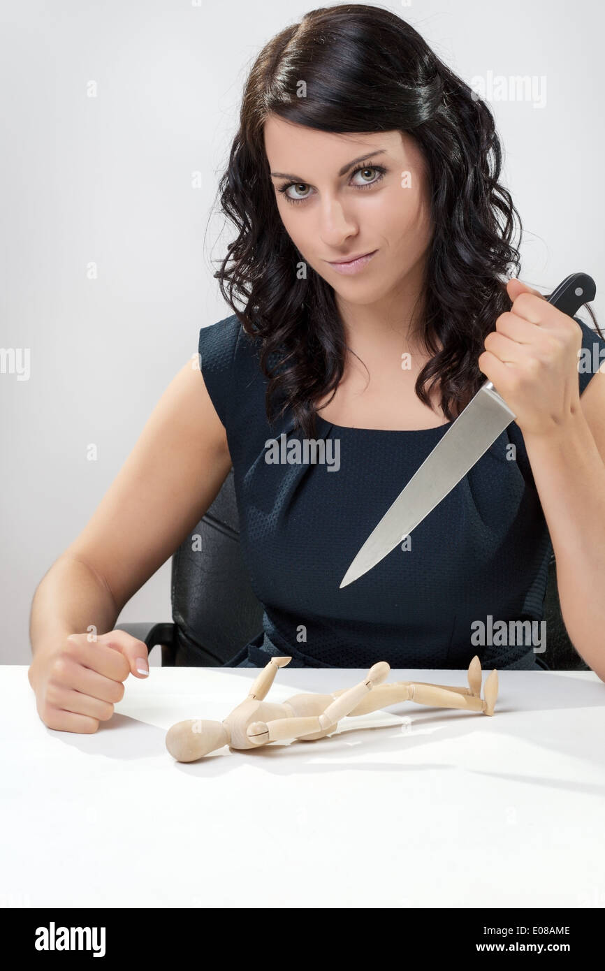 Angry woman stab knife hi-res stock photography and images - Alamy