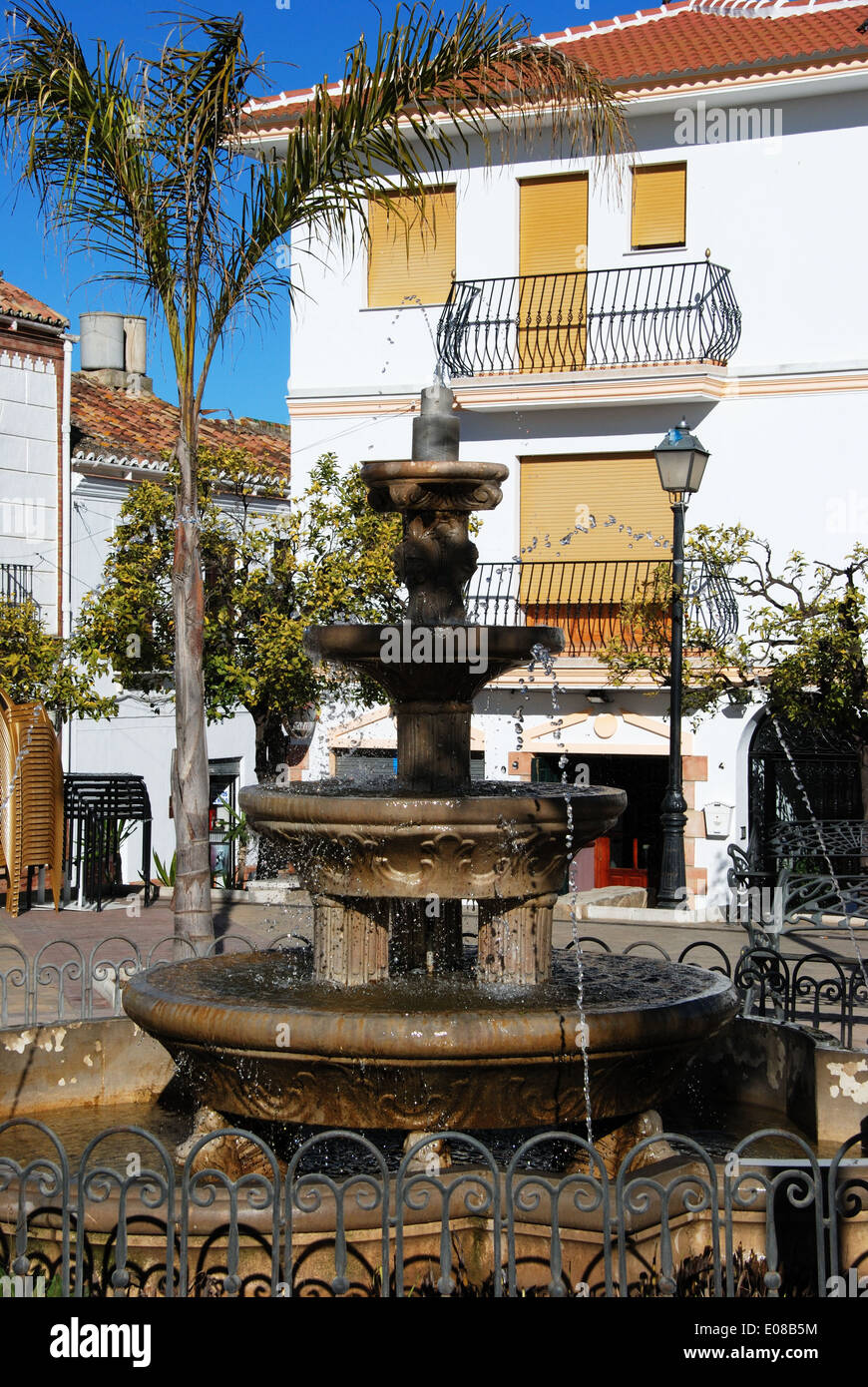 Fountain in town square, Colmenar, Costa del Sol, Malaga Province ...