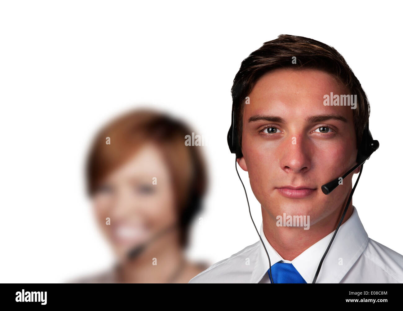 group of people wearing telephone headset ready to take your call Stock ...