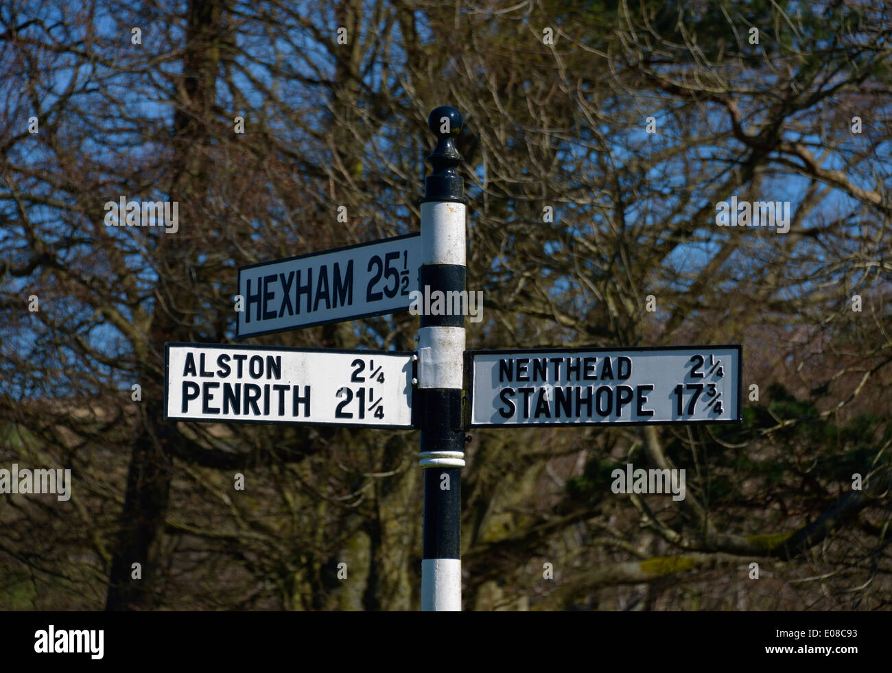 Road signpost on the A689. Hudgillburn Bridge, Nenthall, Cumbria ...