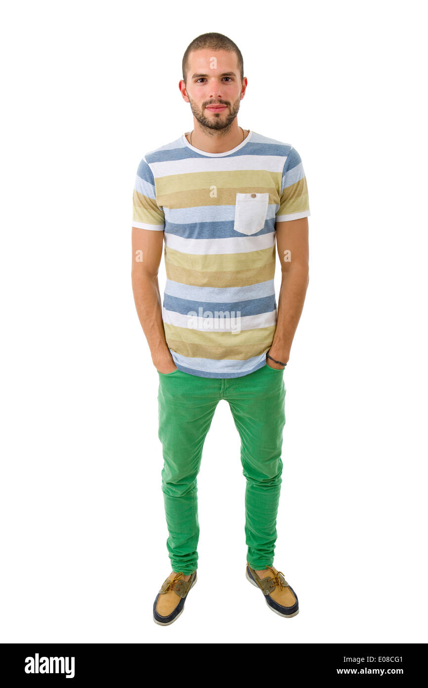 young casual man full body in a white background Stock Photo - Alamy