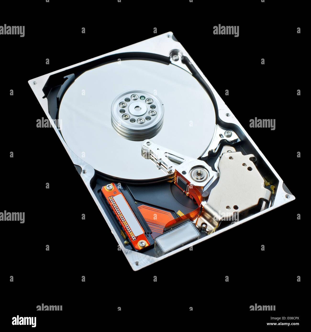 Computer hard disk isolated on black background. Computer hardware ...