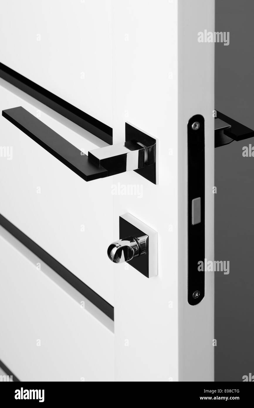 modern and stylish black with white door lock Stock Photo - Alamy