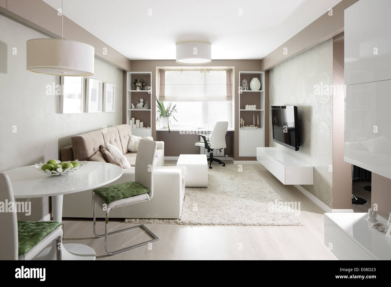 big and bright interior of modern living room Stock Photo - Alamy