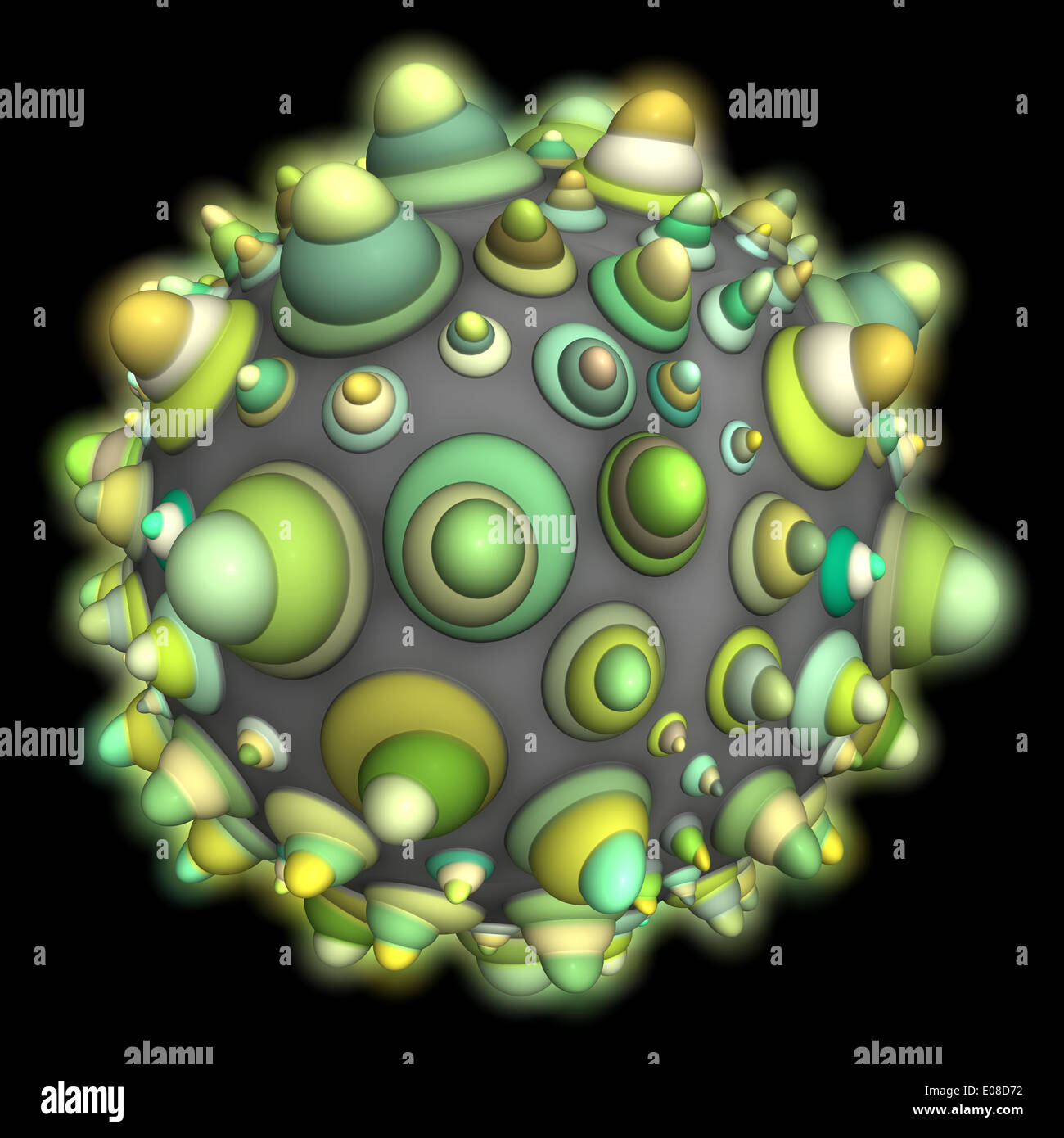 3d glowing techno ball in multiple green on black Stock Photo - Alamy