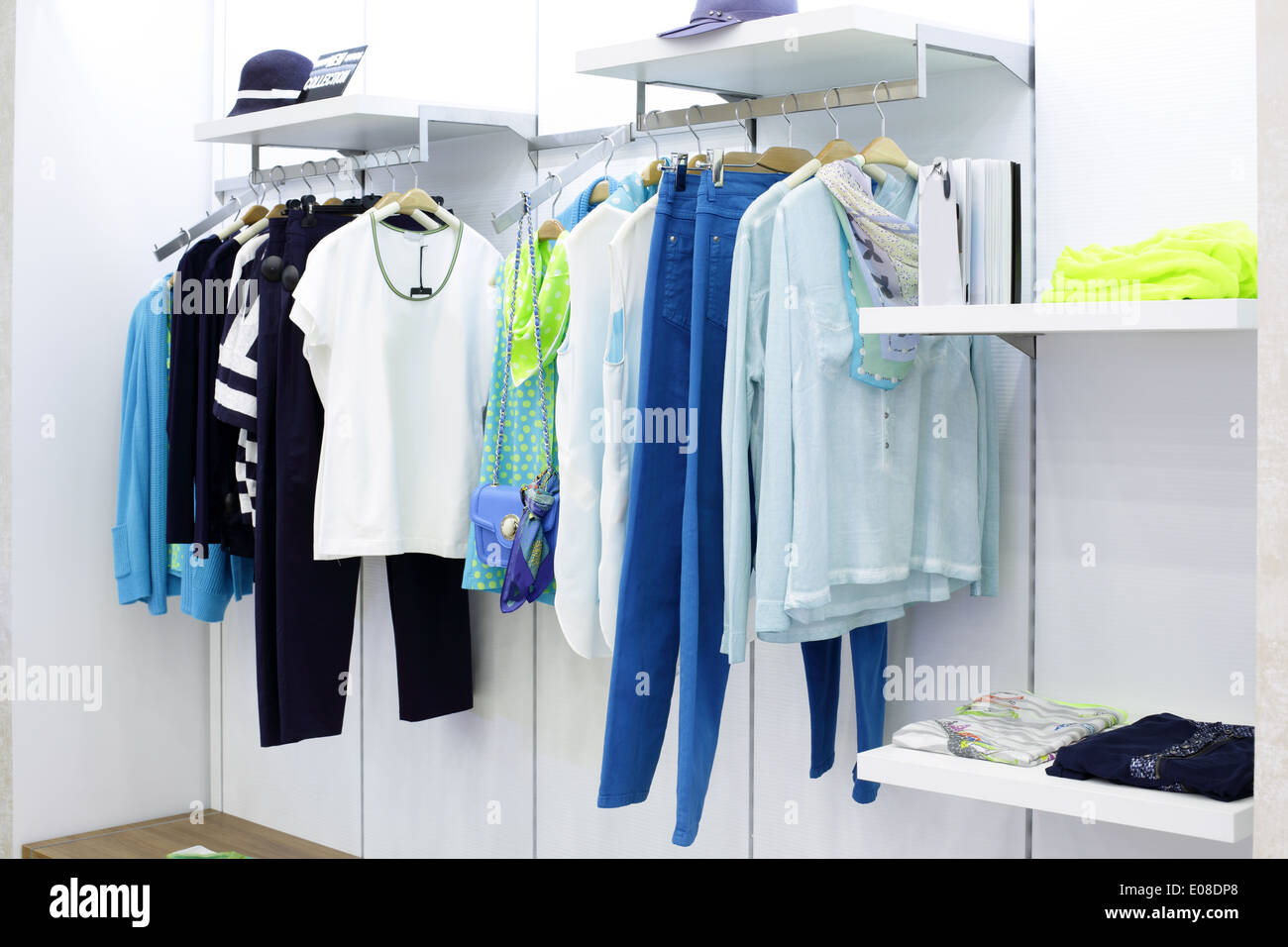 luxury and fashionable brand new interior of cloth store Stock Photo ...