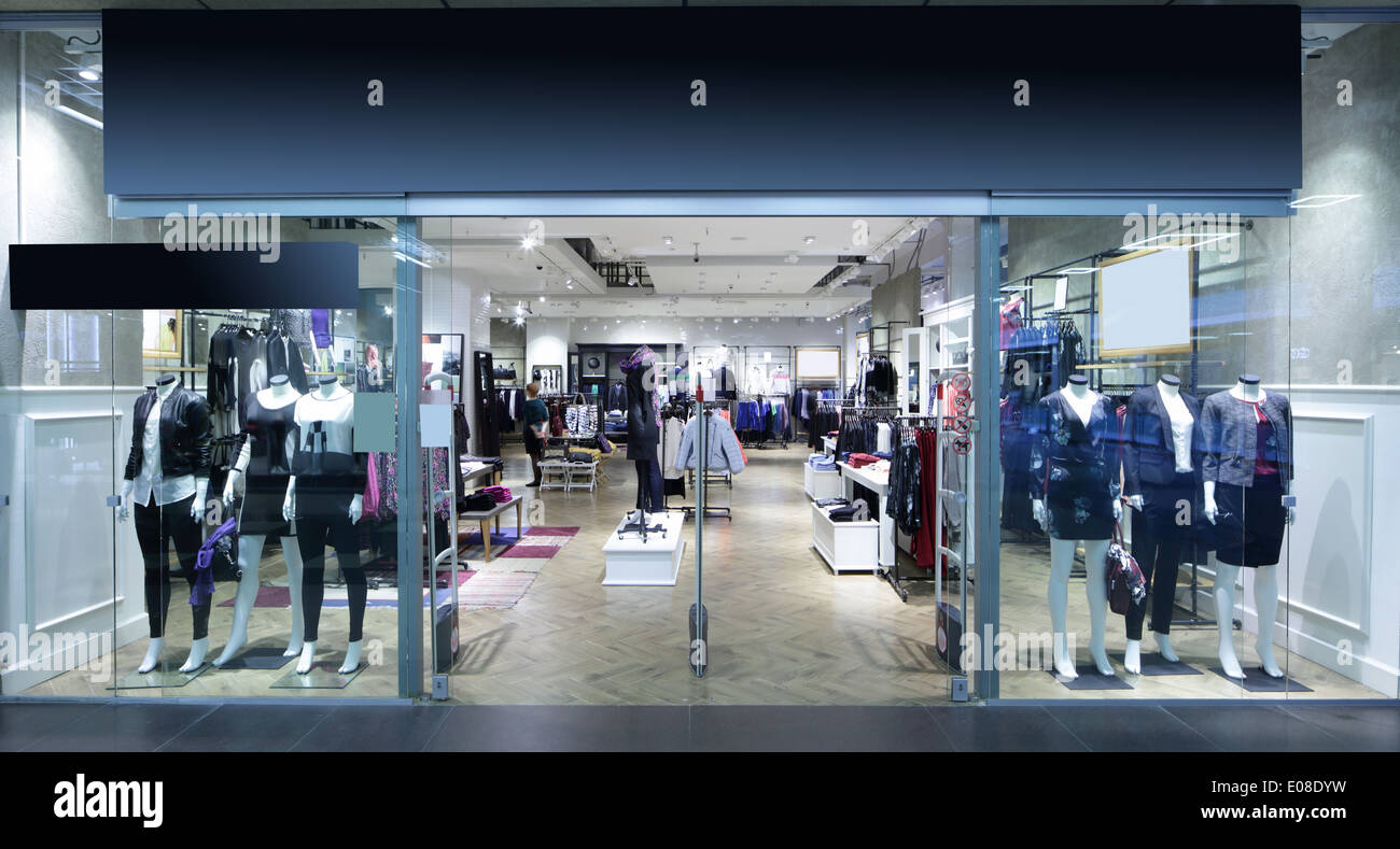 bright and fashionable window of modern european store Stock Photo - Alamy