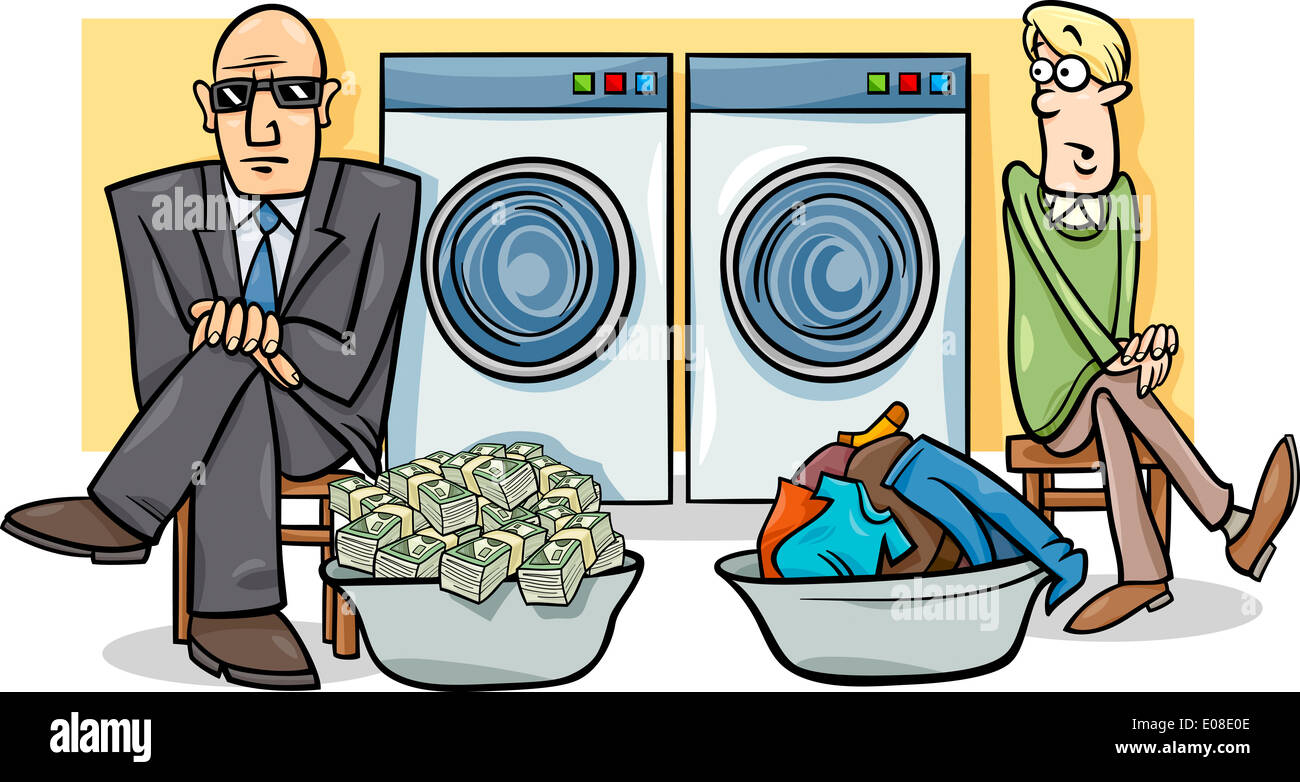 Cartoon Humor Concept Illustration of Money Laundering Saying or ...