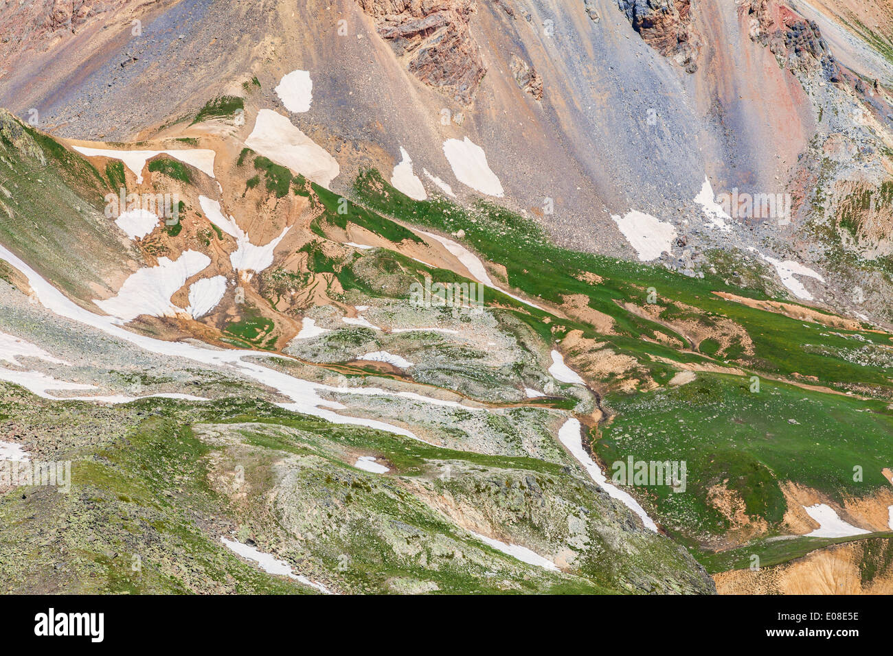 Aerial view of the relief of high altitude mountains at the Col du ...