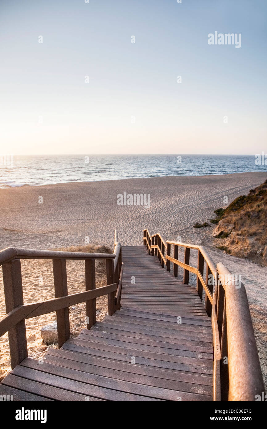 Stairs to the beach at Praia das Bicas, Sesimbra, Portugal Stock Photo ...