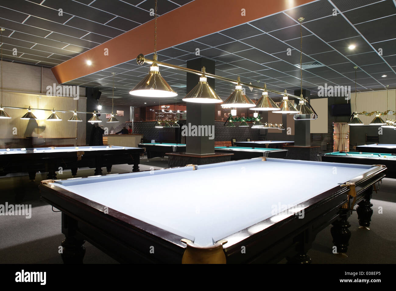 brand new and modern billiard interior in night time Stock Photo - Alamy