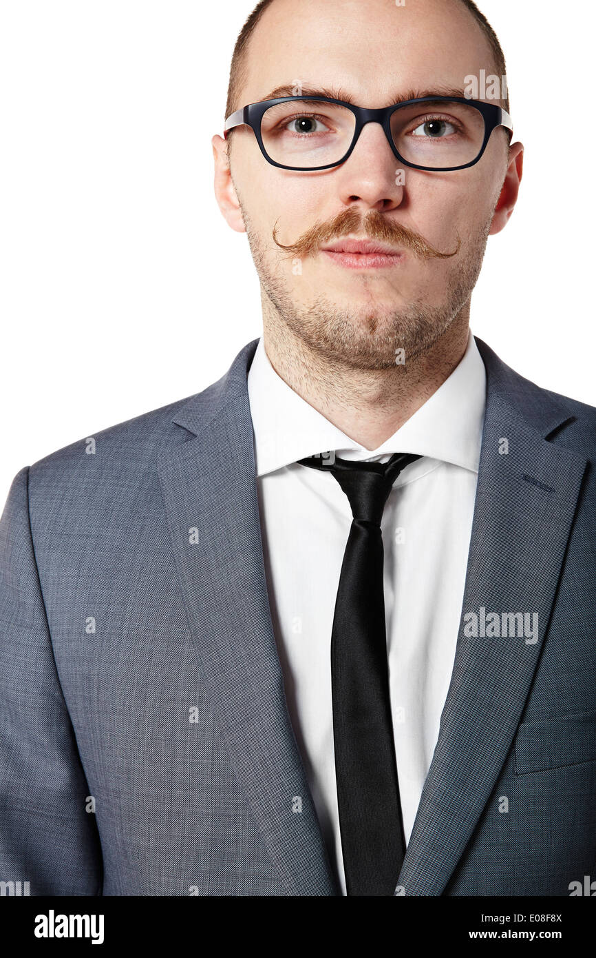 Portrait od guy with a mustache. Facial expression Stock Photo - Alamy